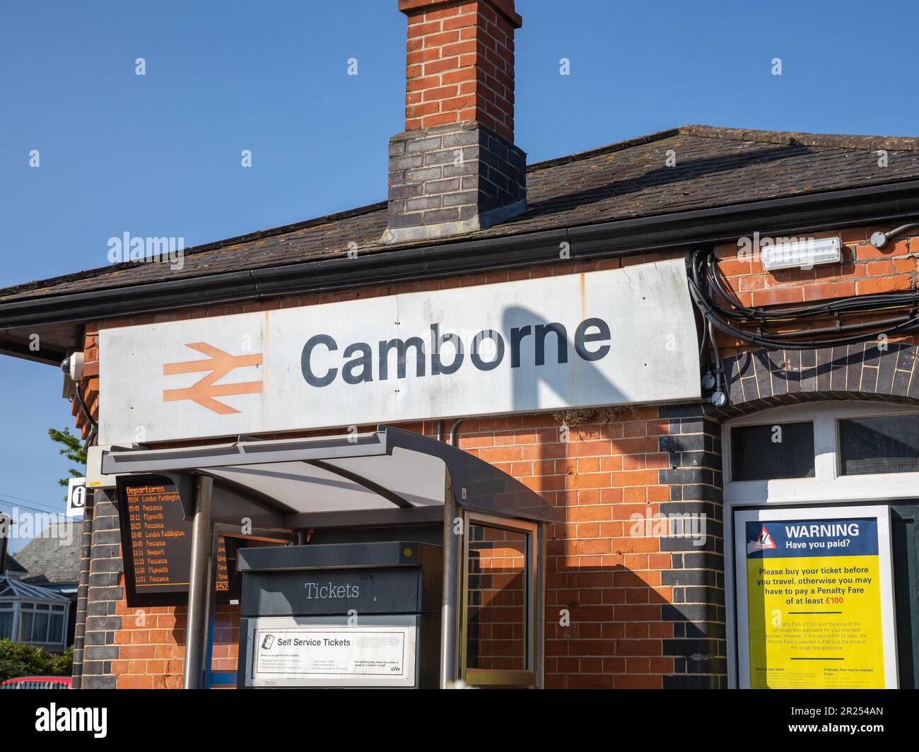 Camborne Railway Station sign in Camborne Cornwall,uk Stock Photo - Alamy