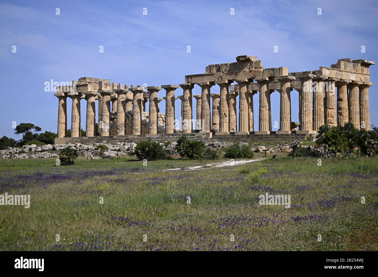 Landscape with panoramic view of the Doric order Temple of Hera at the ...