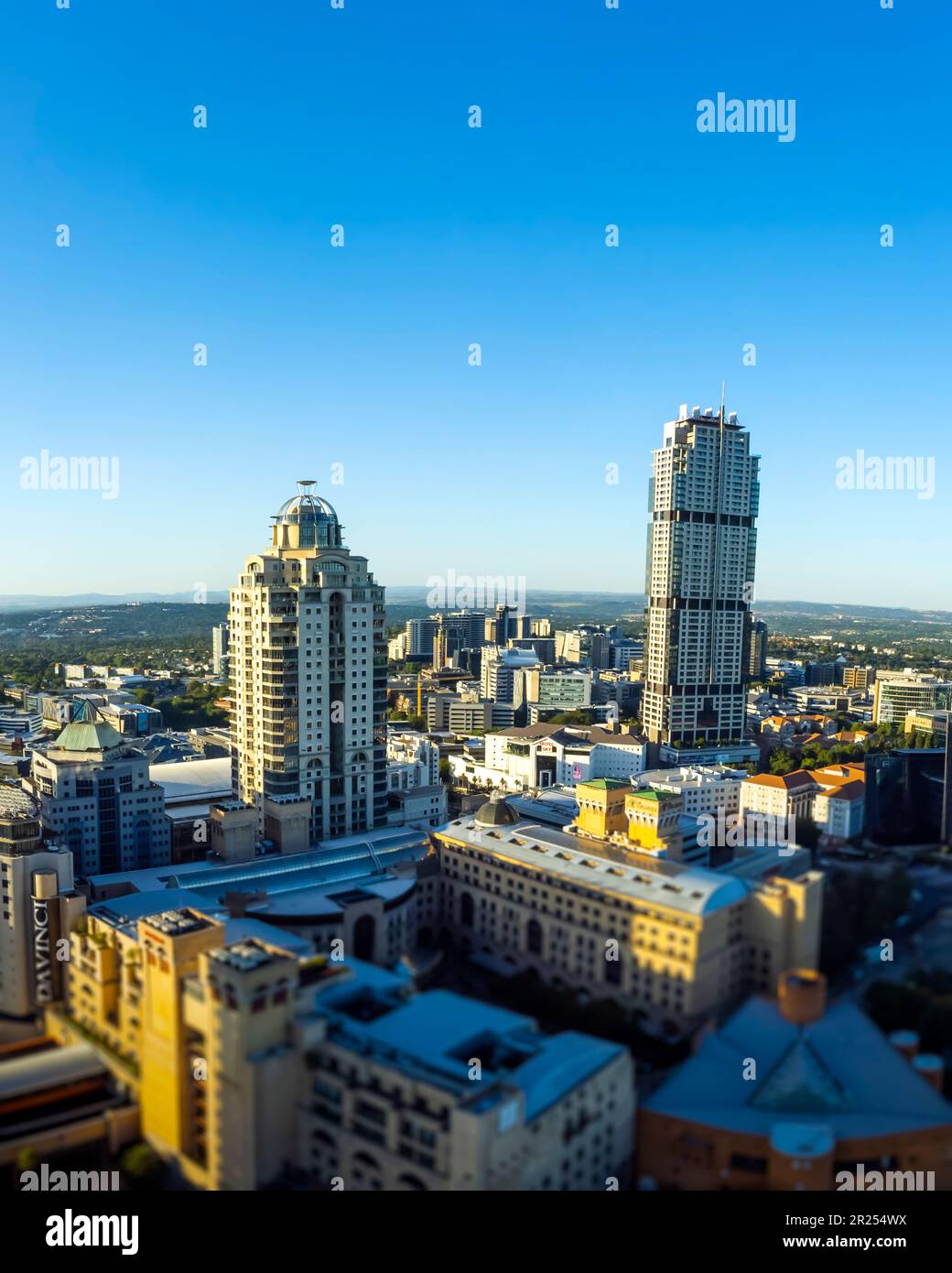 A view of Sandton's luxury hotels and neighbouring buildings Stock ...