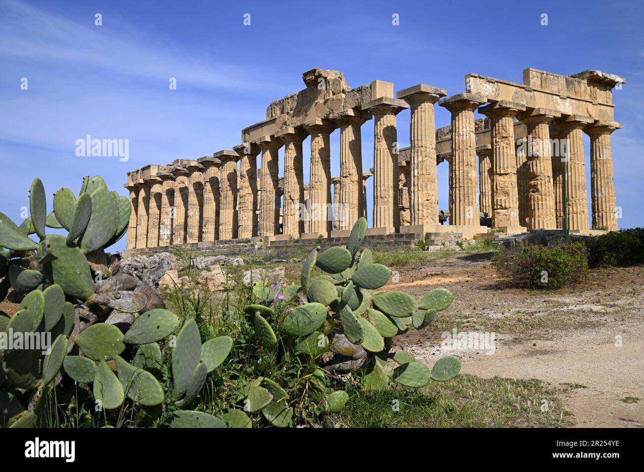 Landscape with panoramic view of the Doric order Temple of Hera at the ...