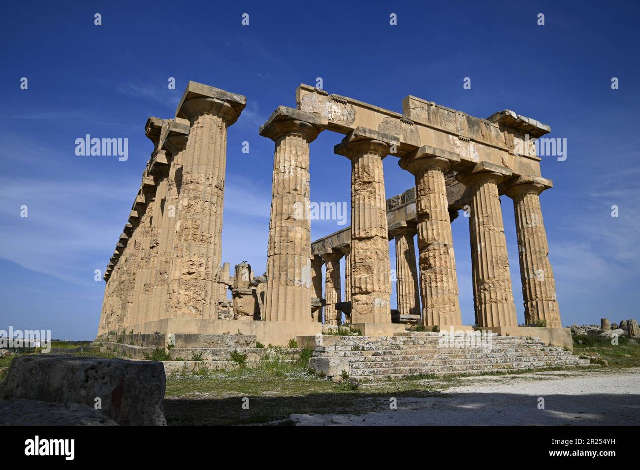 Landscape with panoramic view of the Doric order Temple of Hera at the ...