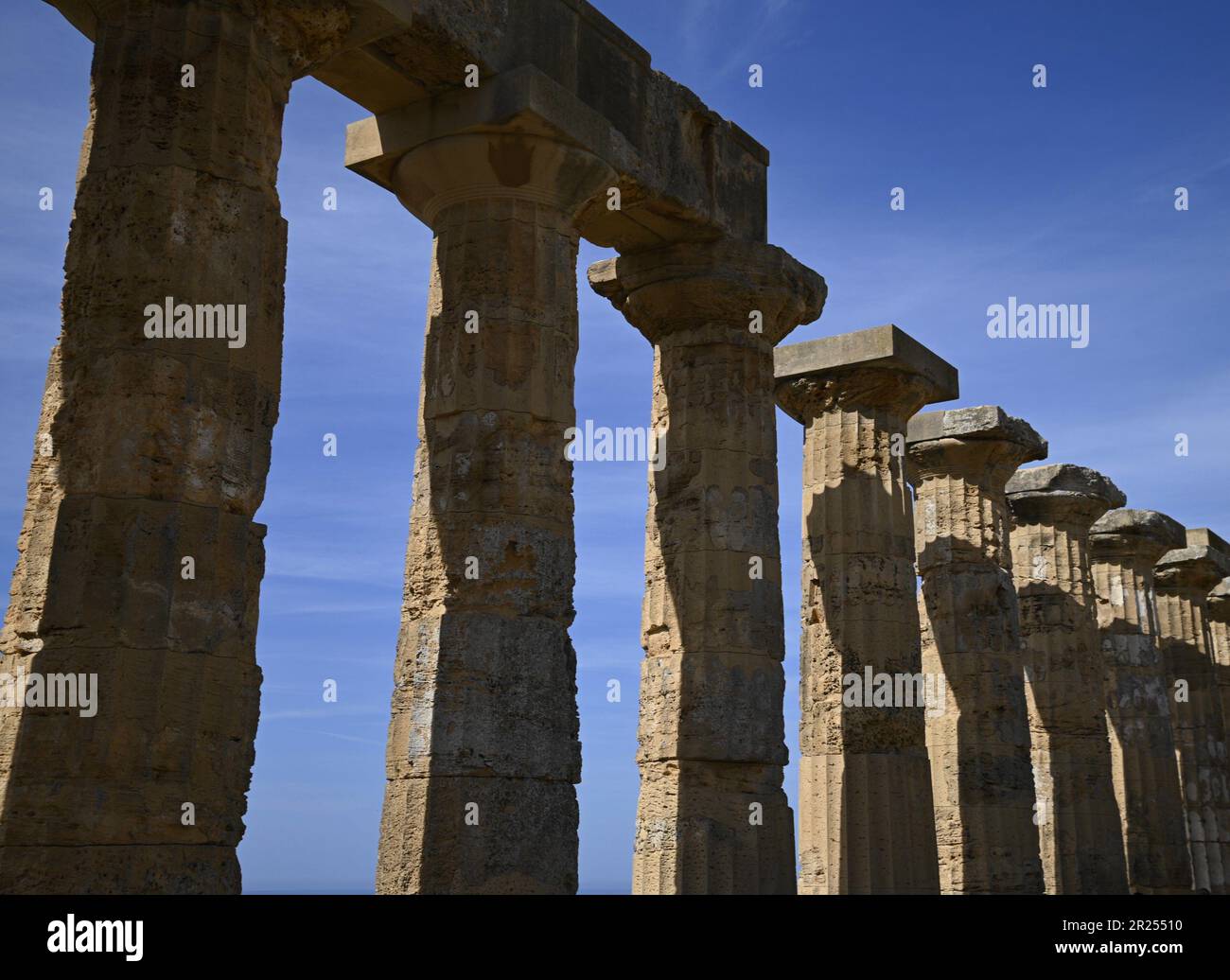 Doric order columns at the archaeological site of Selinunte in Trapani ...
