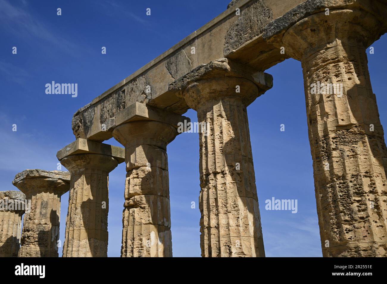Doric order columns at the archaeological site of Selinunte in Trapani ...