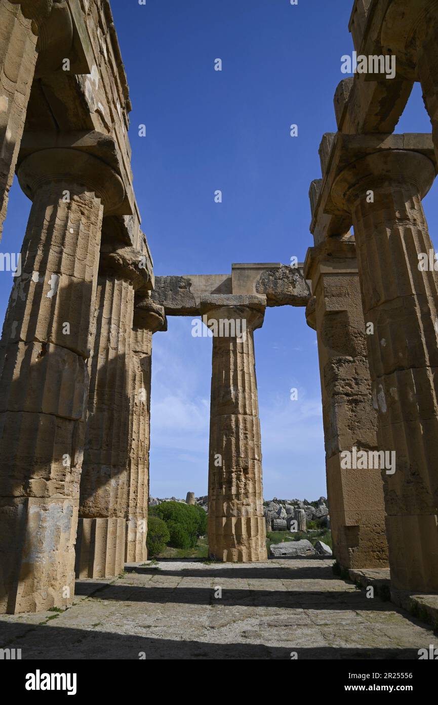 Doric order columns at the archaeological site of Selinunte in Trapani ...