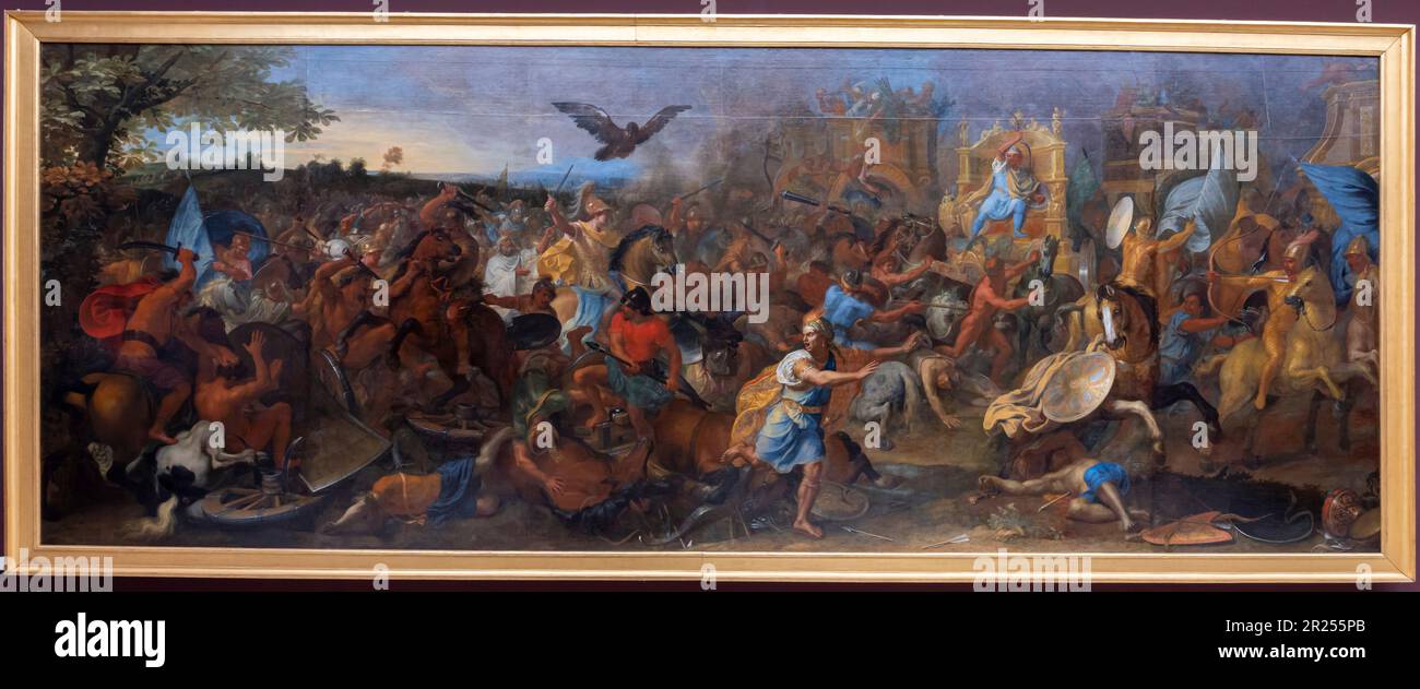 Paris, France - 05 13 2023: Louvre Museum. The Battle of Arbela painted ...