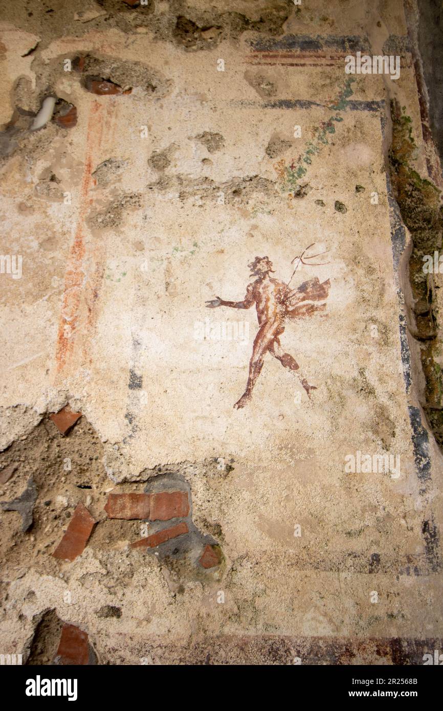 detail of paintings in ambulatio villa, Bath of Baia archaeological ...
