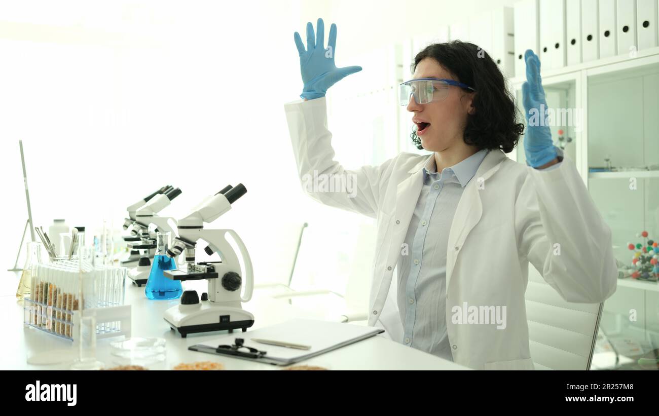 Great chemist scientist made discovery in laboratory Stock Photo - Alamy