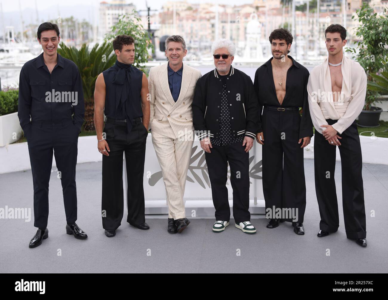 George Steane, from left, Jason Fernandez, Ethan Hawke, director Pedro ...