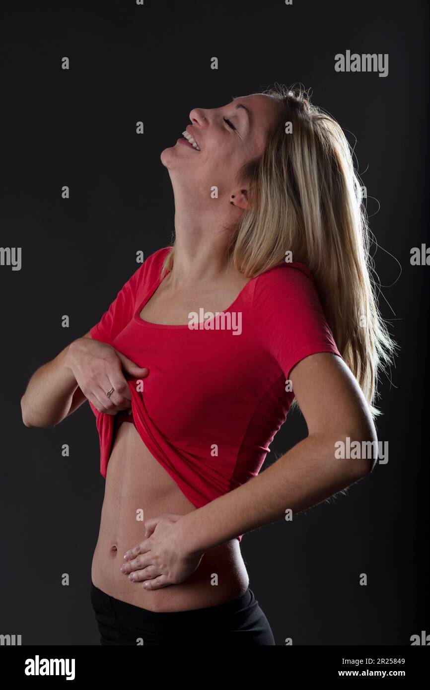 A flat stomach, the result of a woman's dedicated diet and rigorous ...