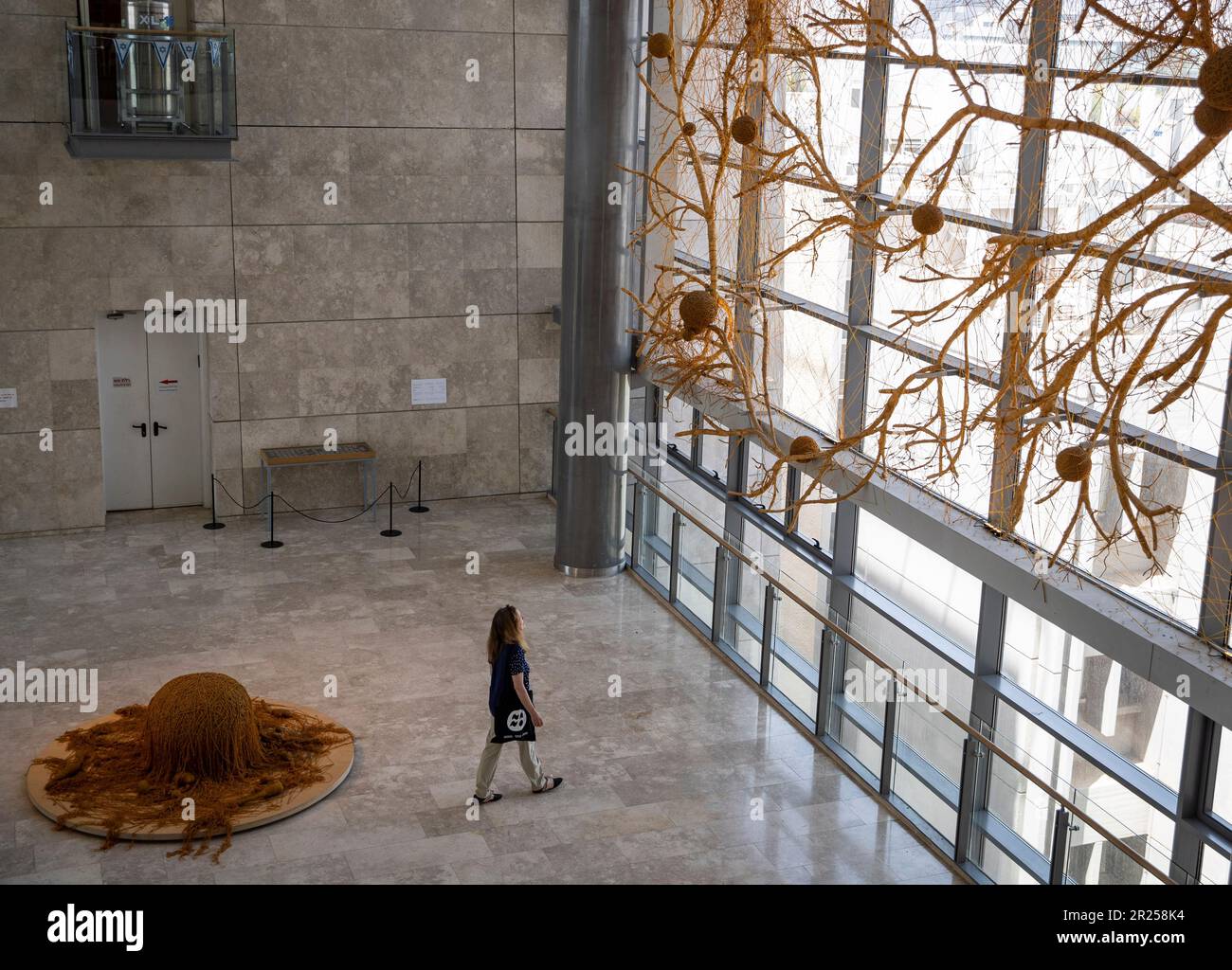 Ramat Gan. 16th May, 2023. A visitor looks at an art installation at ...