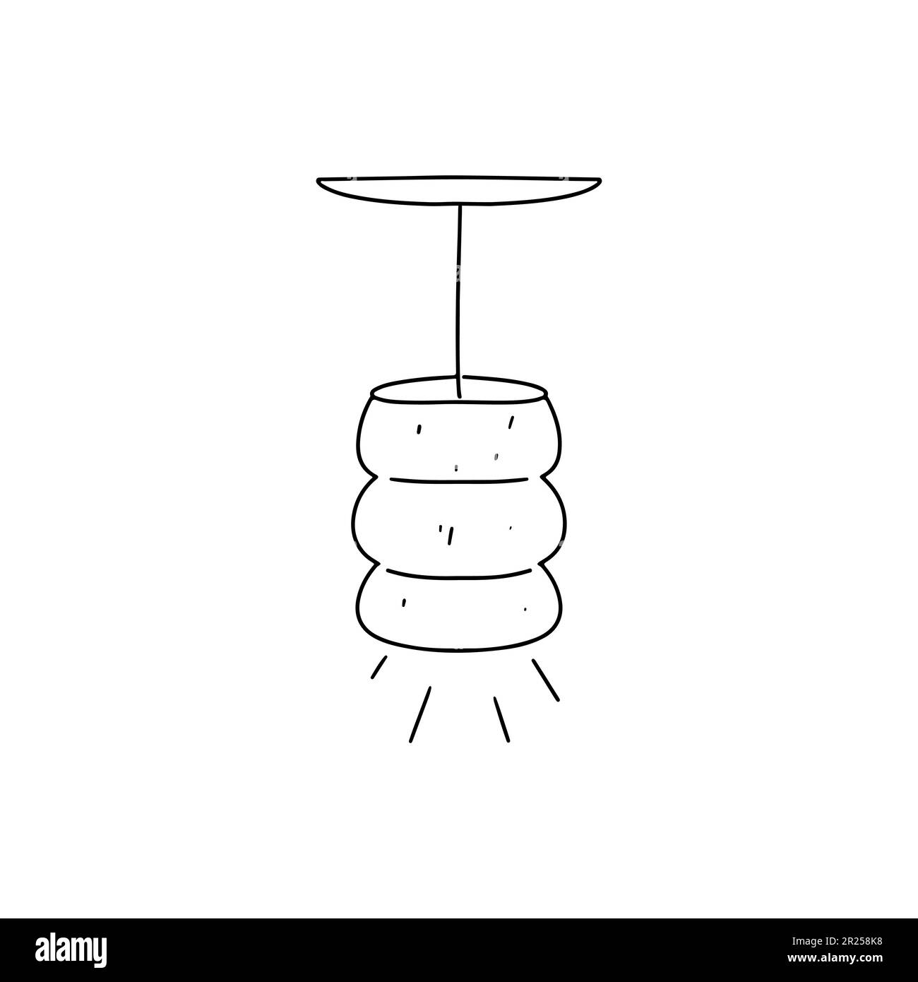 Cute ceiling lamp in hand drawn doodle style. Vector illustration ...