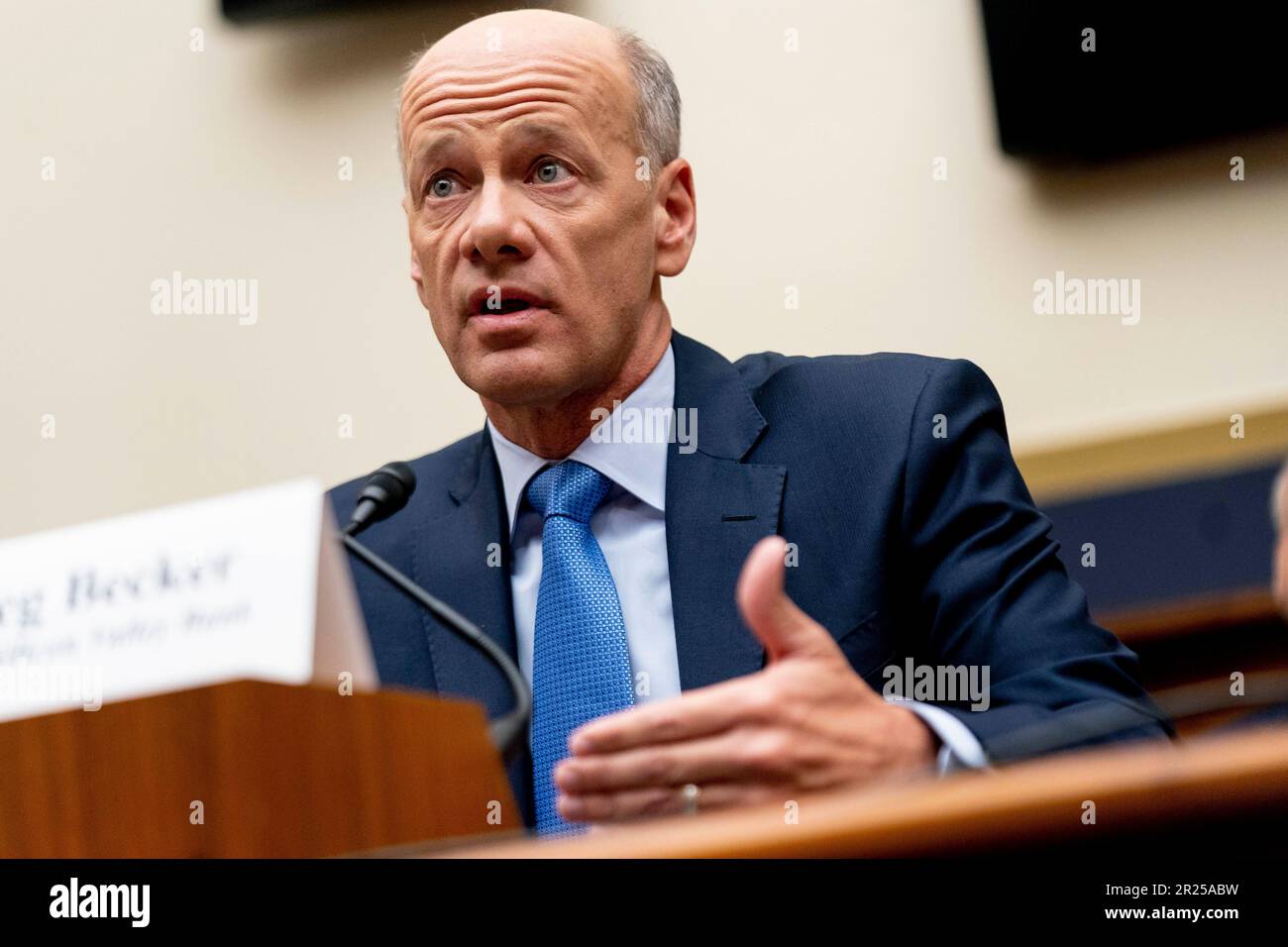Former Silicon Valley Bank CEO Greg Becker speaks at a House Committee ...