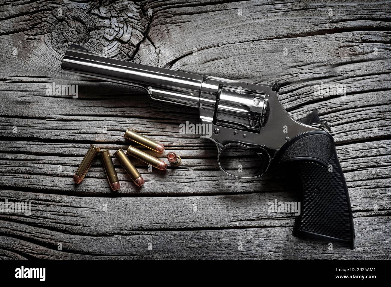 Handguns or pistols on old wood texture weapons for self defense Stock ...