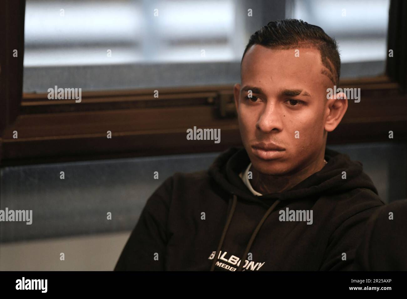 Colombian soccer player Sebastian Villa sits in court during his ...
