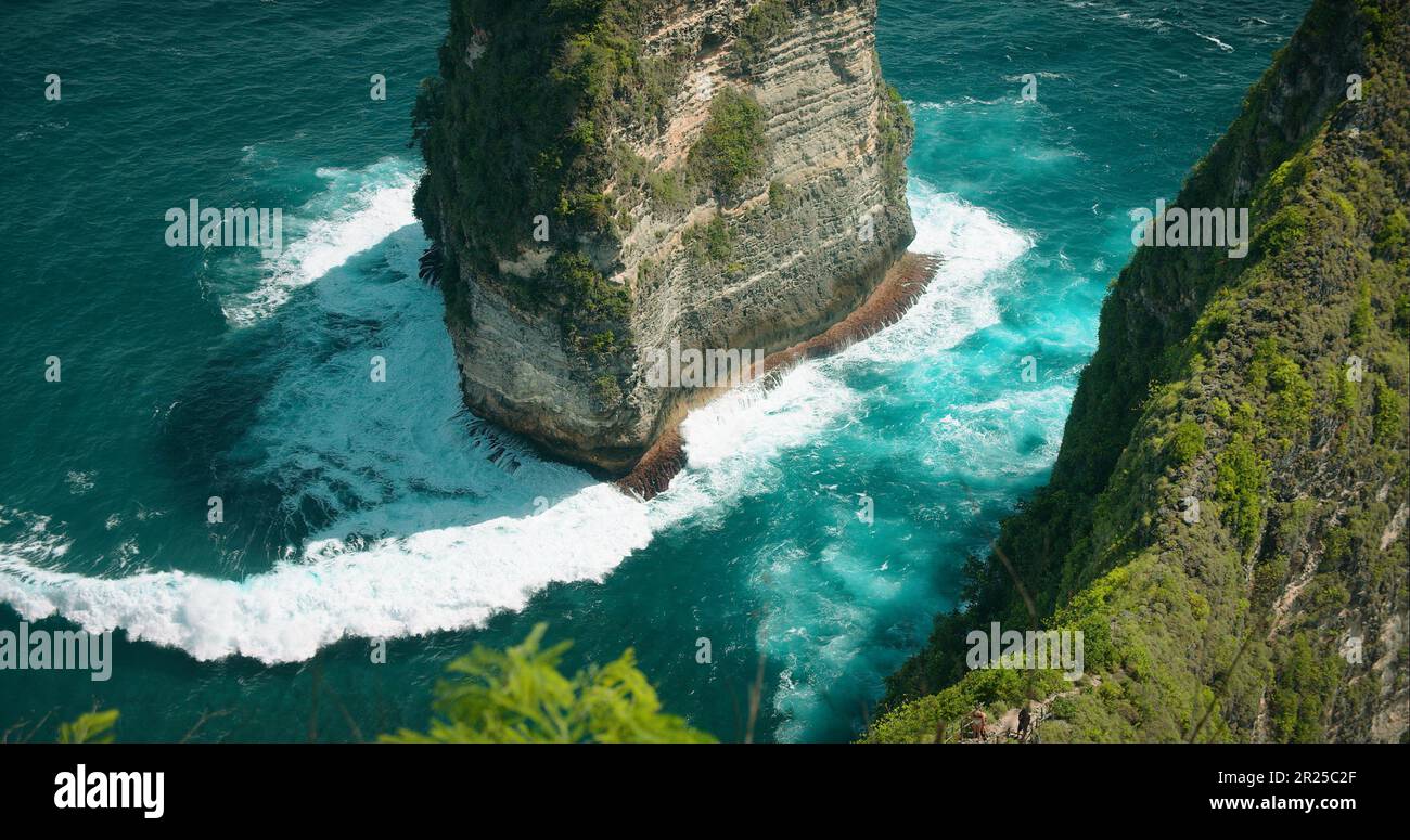 Green cape on tropical pristine island Nusa Penida - Kelingking beach ...