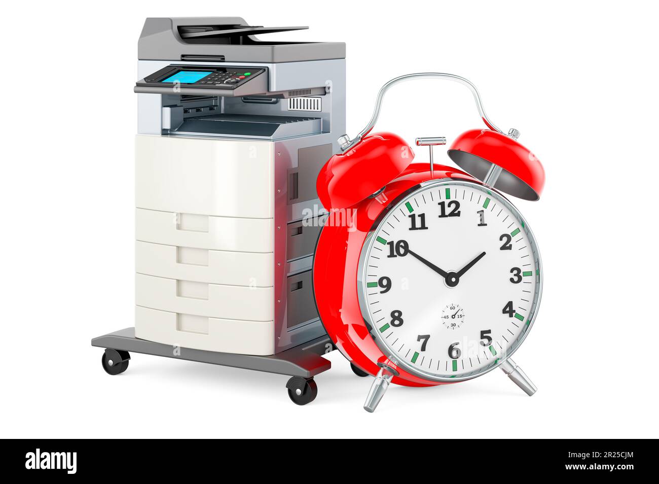 Office multifunction printer MFP with alarm clock, 3D rendering ...