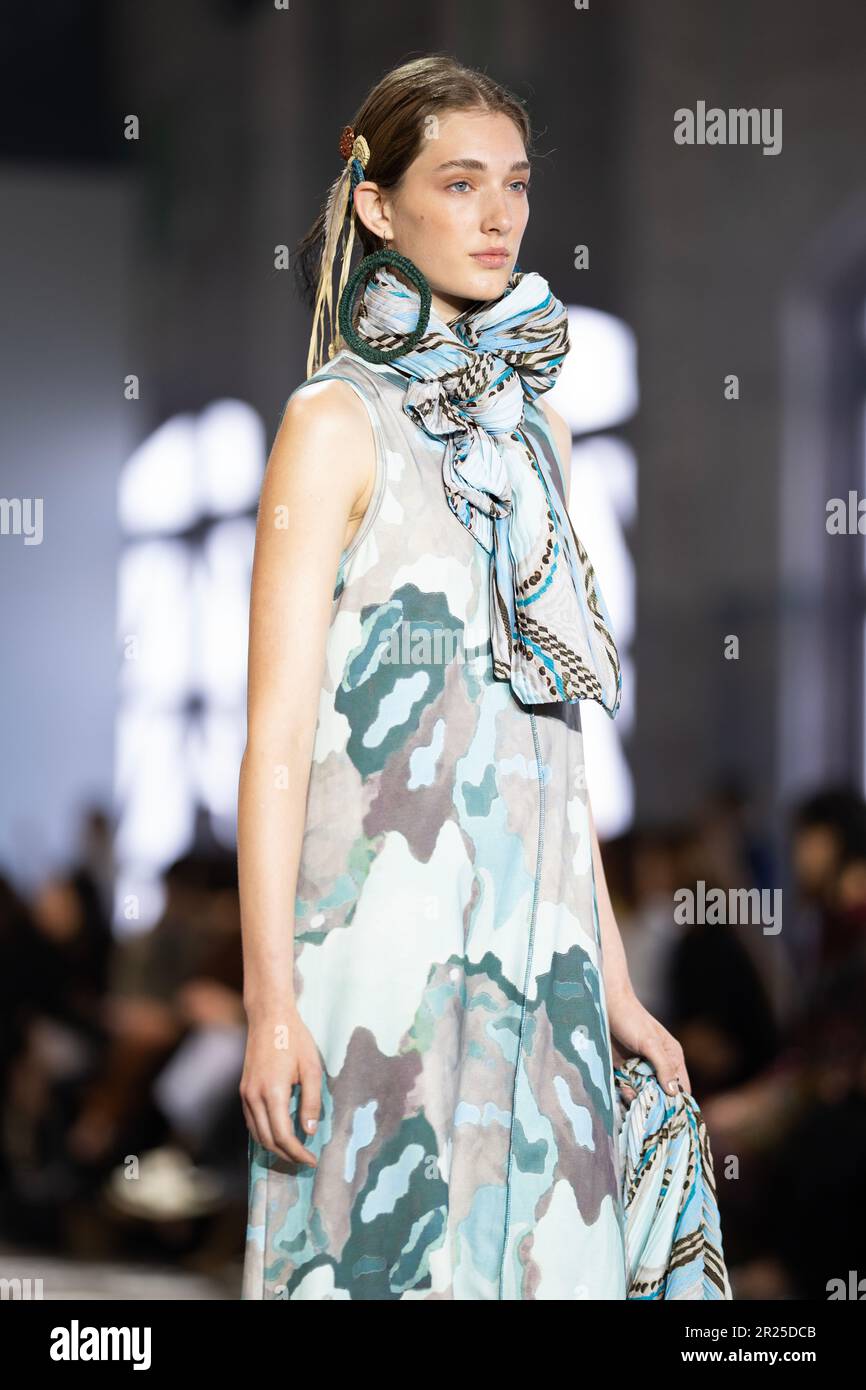 Sydney, Australia. 17th May, 2023. A model walks the runway during the NGALI show during the ...