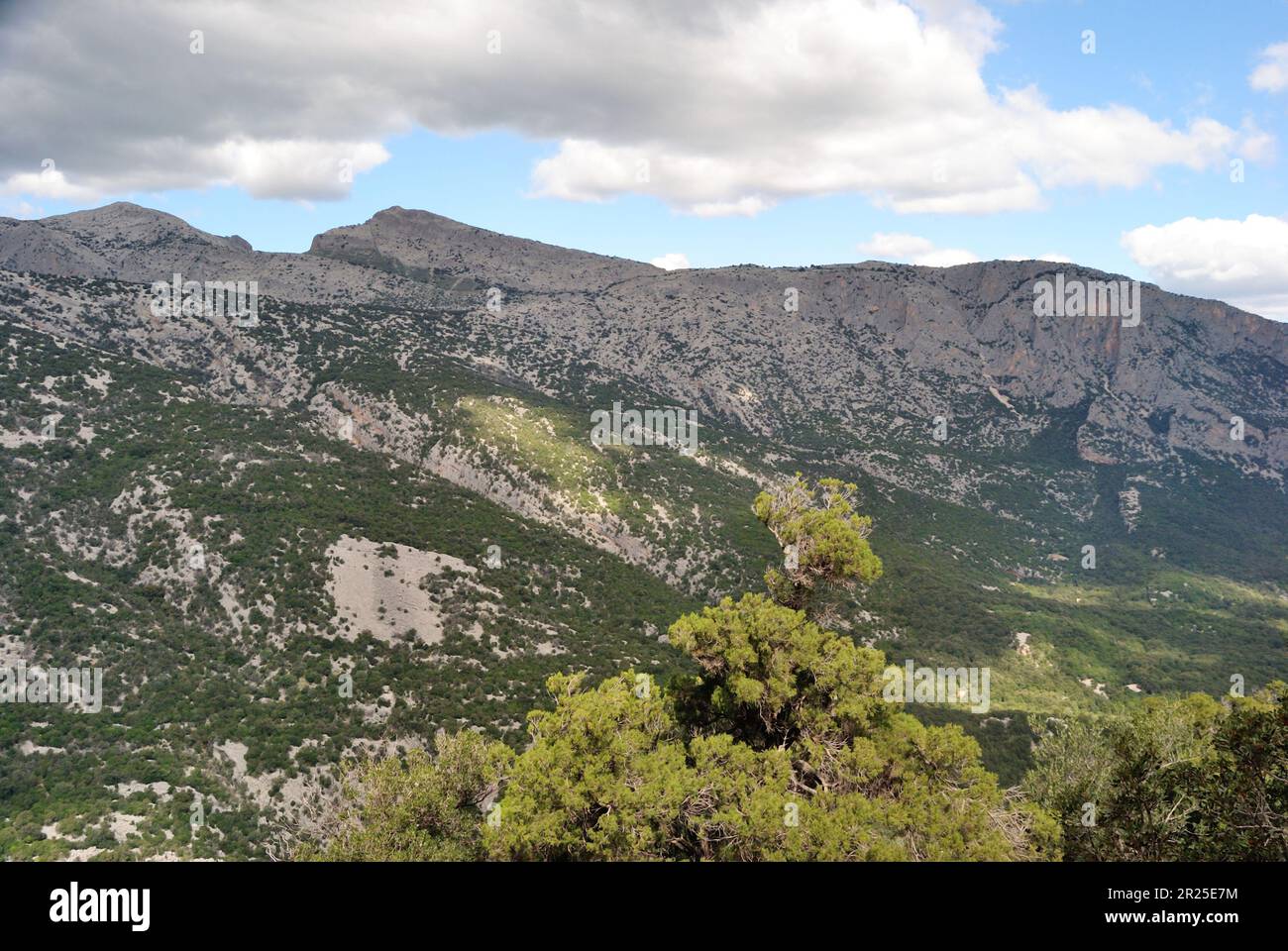 The path to the nuragic village of Monte Tiscali, in background ...