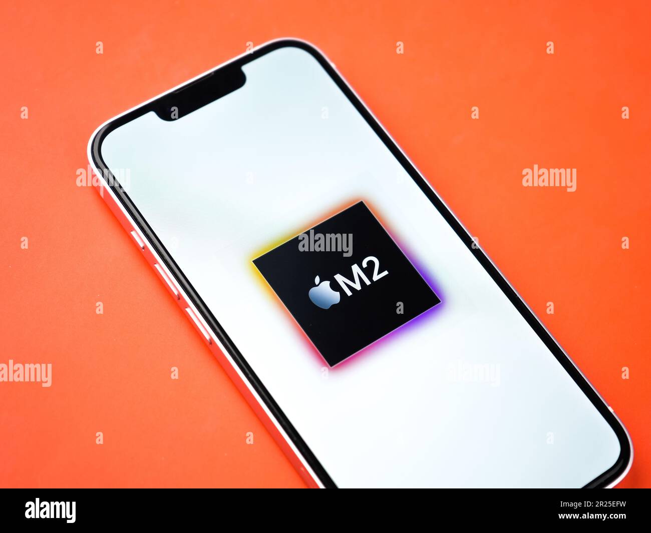 West Bangal, India - February 20, 2023 : Apple M2 chip logo on phone ...