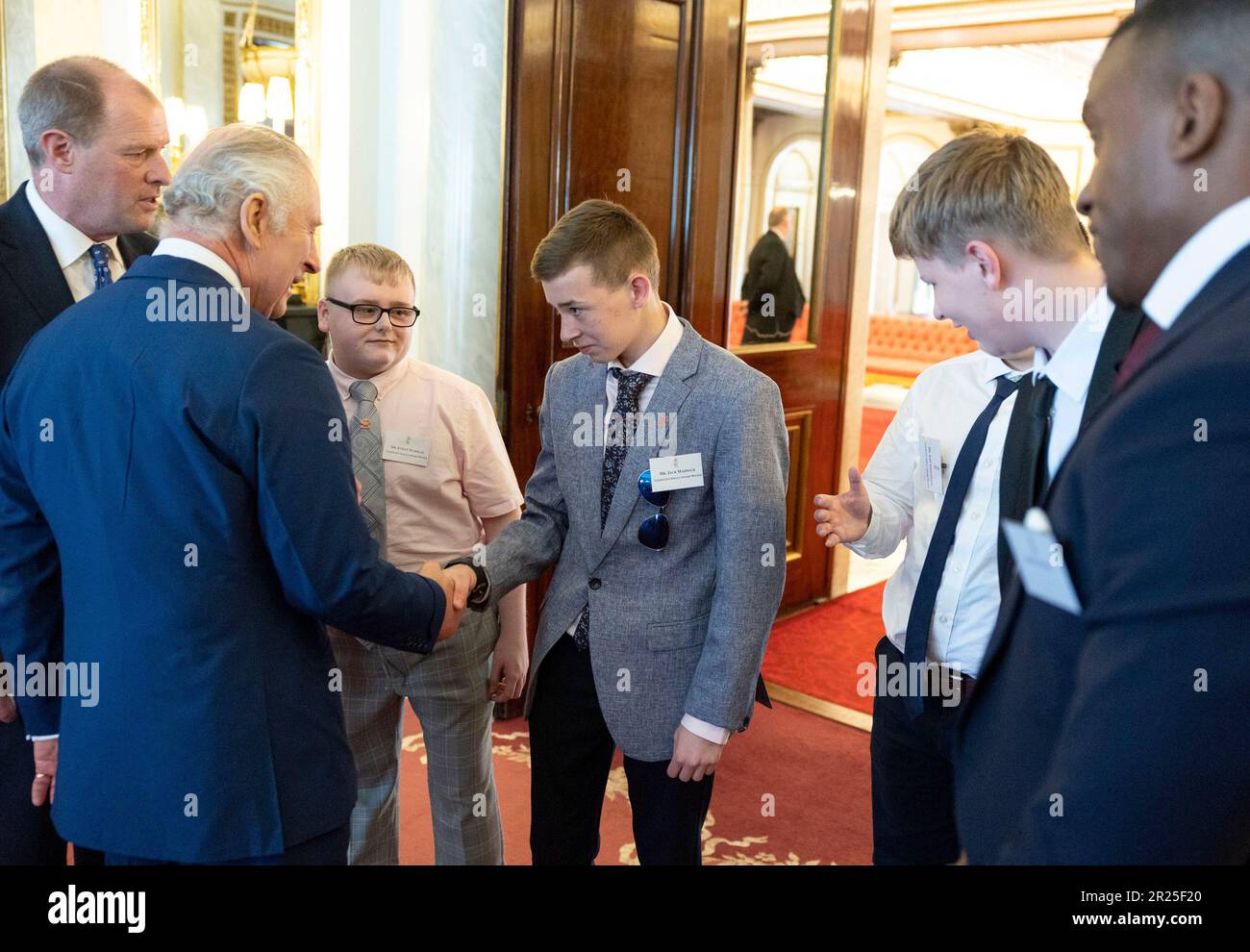 Britain's King Charles III meets Prince's Trust Awards winners during a ...