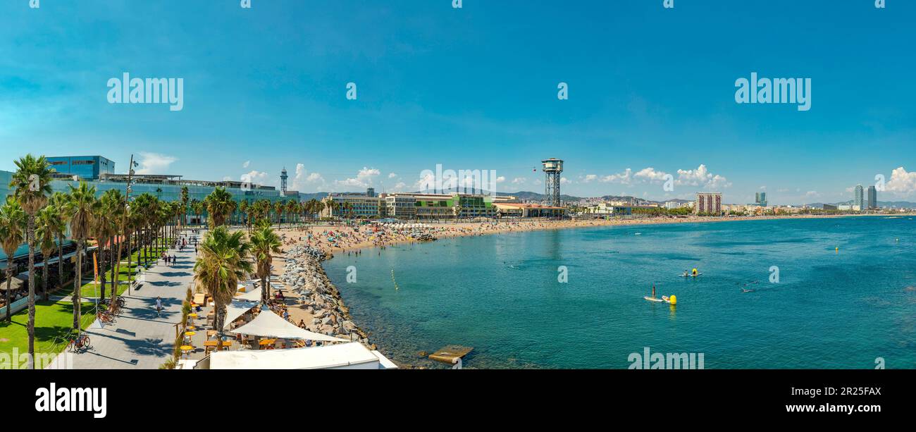 Platja de Sant Sebastià beach, Telefèric del Port funicular *** Local ...