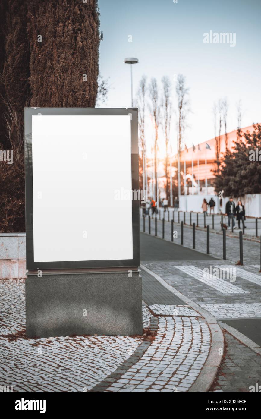 Lisbon; A vertical mock-up for an advertisement, featuring a white ...