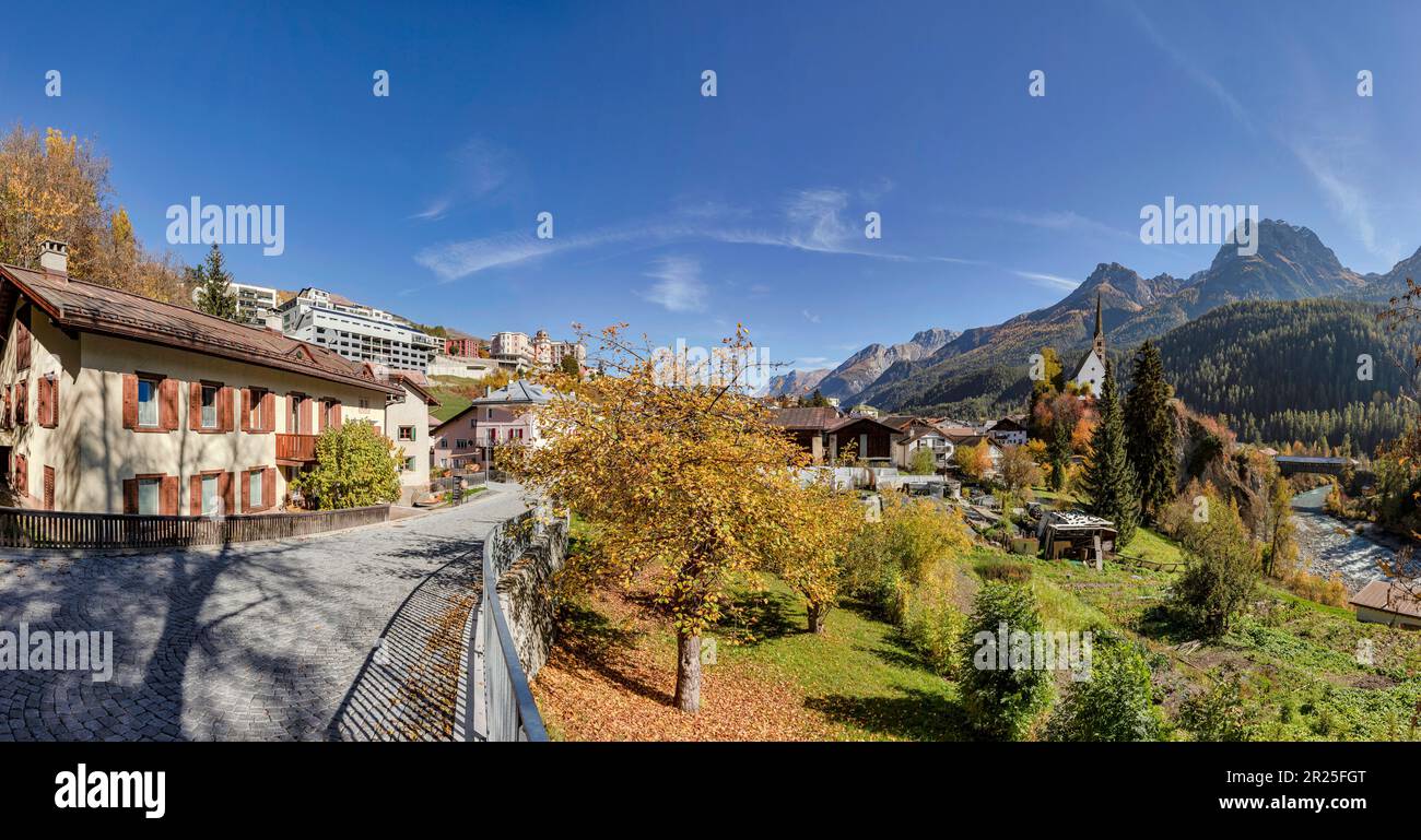 The lower city *** Local Caption *** Scuol, , Switzerland, city ...