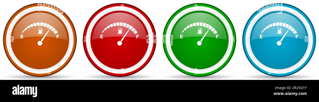 Fuel gauge, car petrol dashboard glossy icons, set of modern design ...