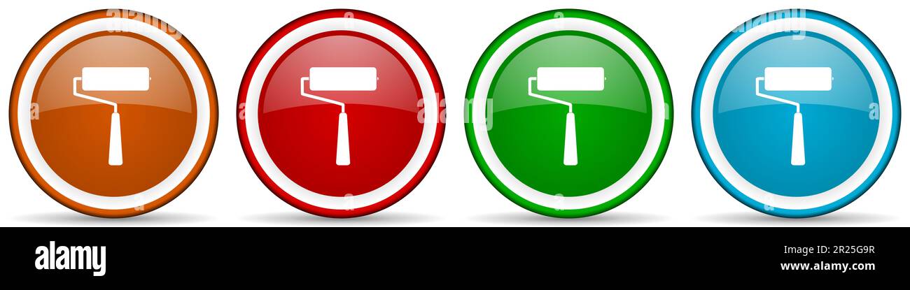 Roll painter, roller glossy icons, set of modern design buttons for web ...