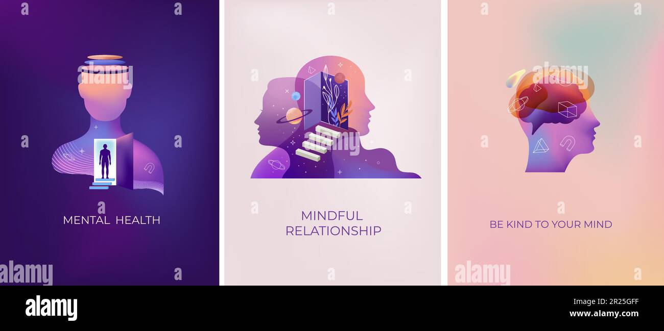 Psychology, Dream, Mental Health concept collection of illustrations ...