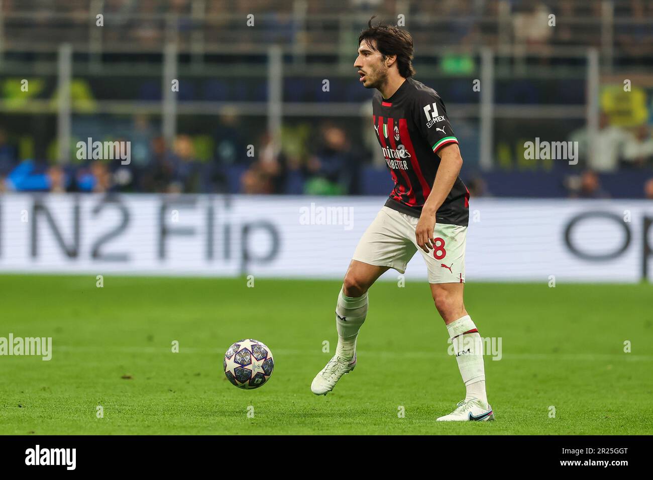 Sandro Tonali of AC Milan in action during the UEFA Champions League 2022/23 Semi-Final second ...