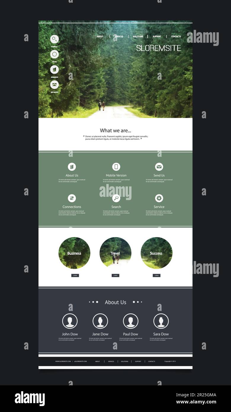 One Page Website Template with Header Design Green Forest Stock Vector ...
