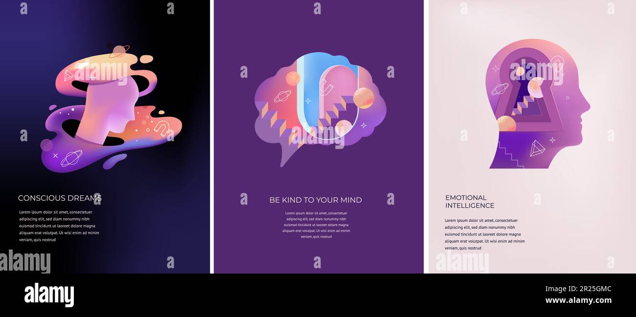 Psychology, Dream, Mental Health concept collection of illustrations ...