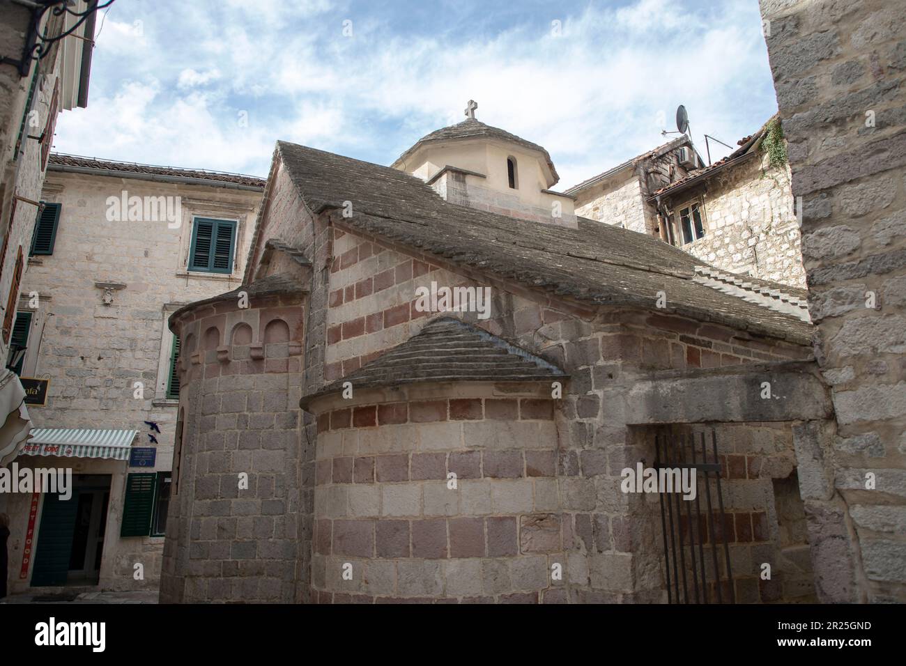 Montenegro - An ancient stone church in Kotor Old Town Stock Photo - Alamy