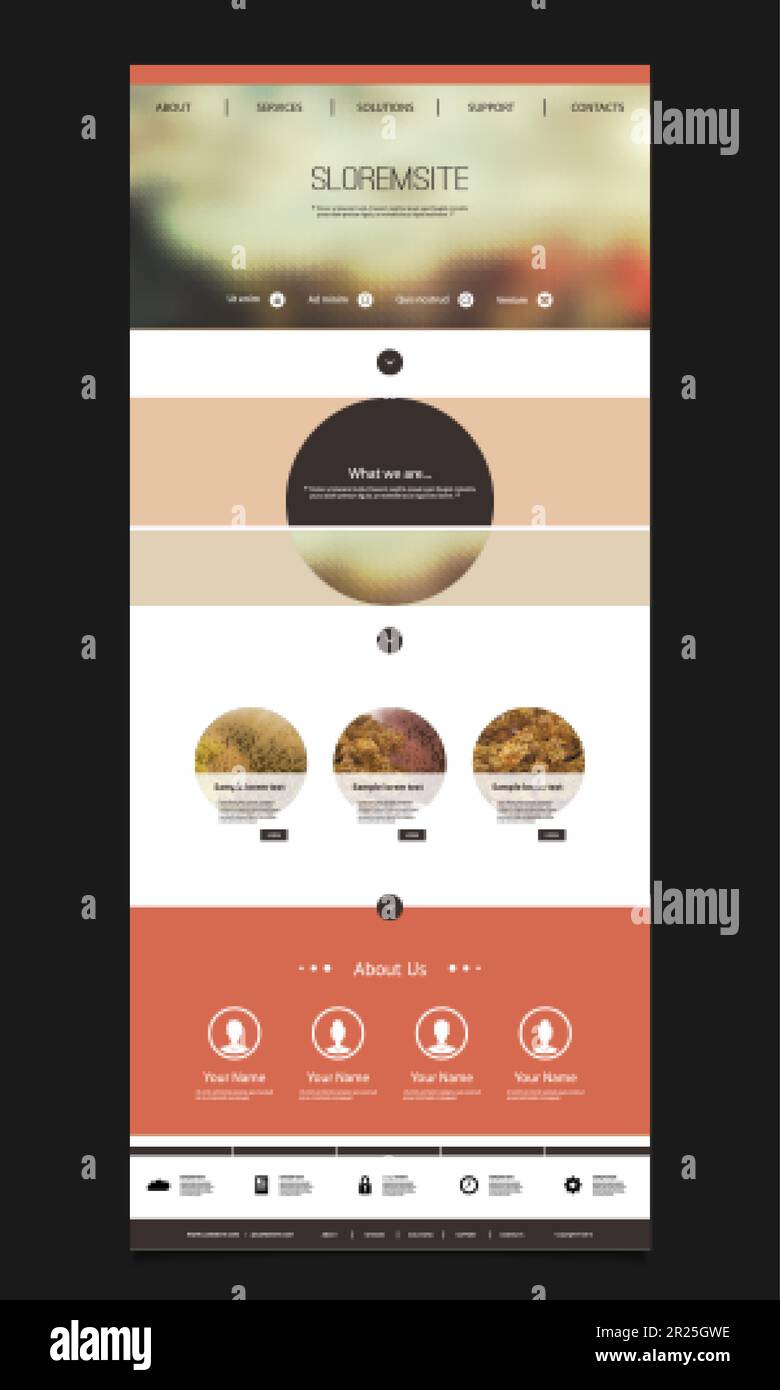 One Page Website Template with Blurred Sky Header Design Stock Vector ...