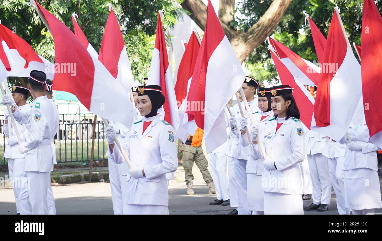 Indonesian flag raiser hi-res stock photography and images - Alamy