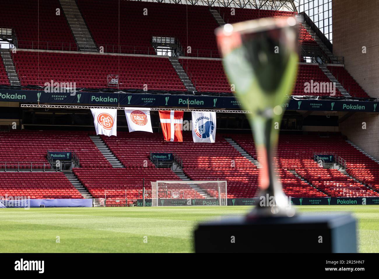 Copenhagen, Denmark. 17th May, 2023. The Parken stadium is ready ahead ...