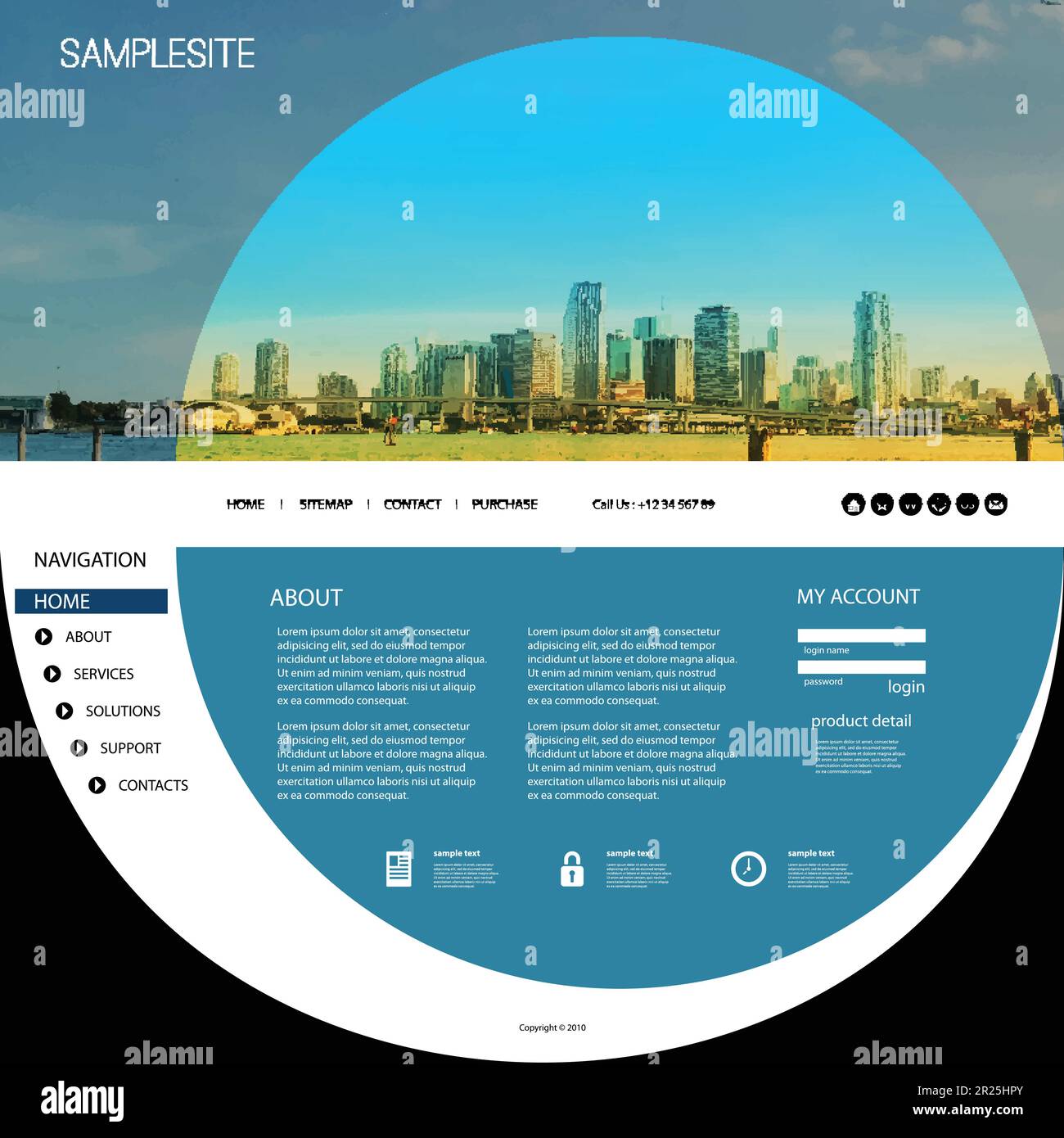 Website Template with Unique Design - Miami Skyline Stock Vector Image ...