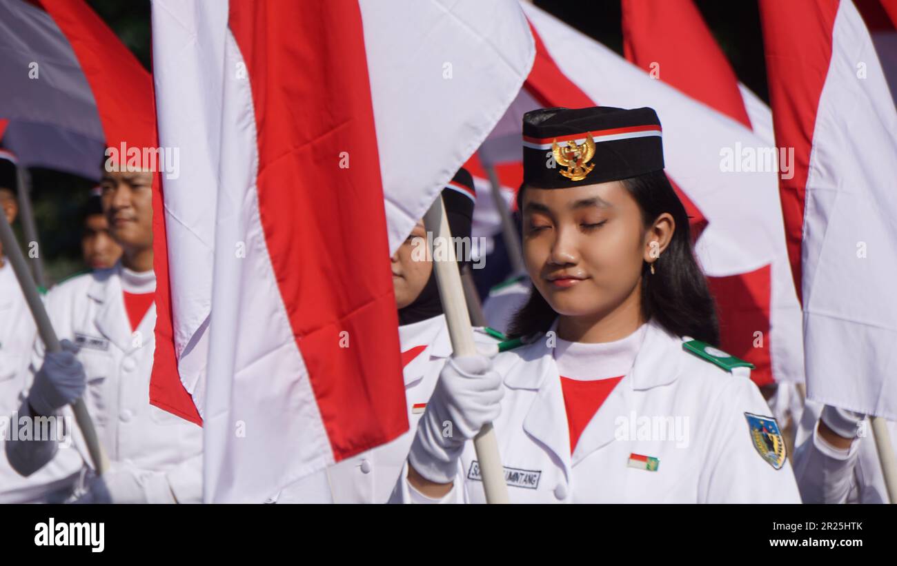 Indonesian flag raiser hi-res stock photography and images - Alamy