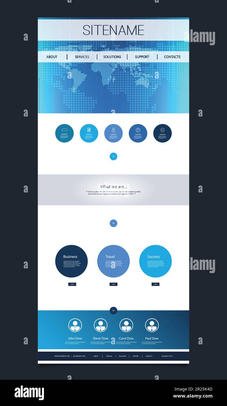 One Page Website Template with World Map Header Design Stock Vector Image & Art - Alamy