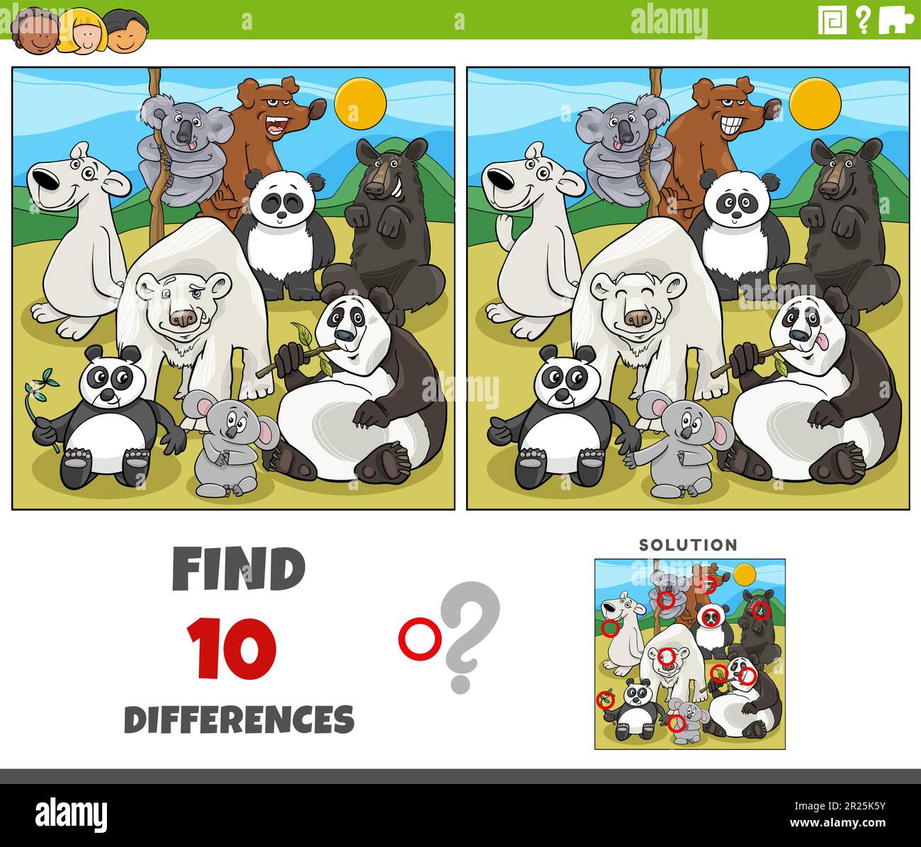 Cartoon illustration of finding the differences between pictures ...