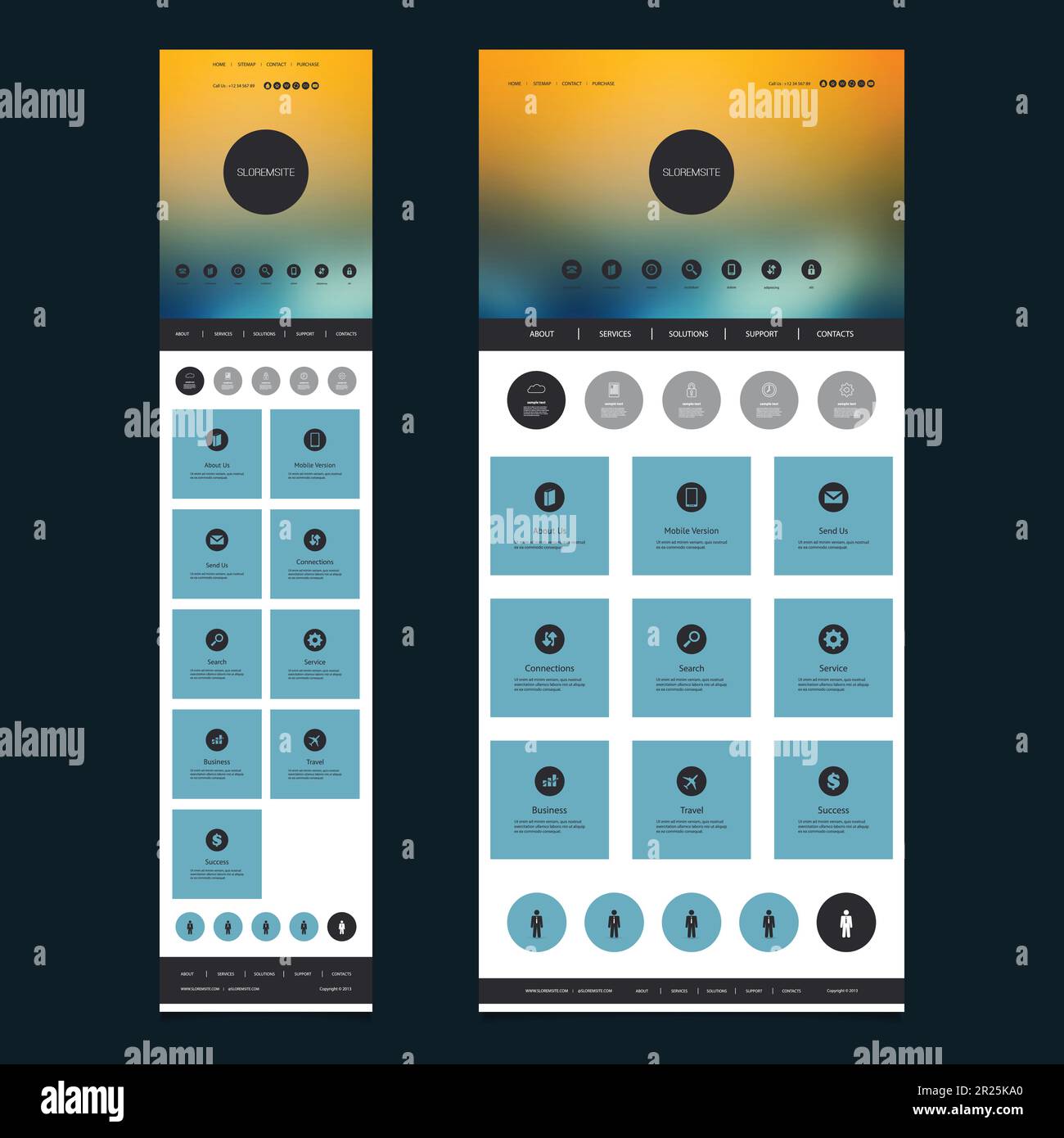 Responsive One Page Website Template with Blurred Background - Sunset Sky Header Design ...