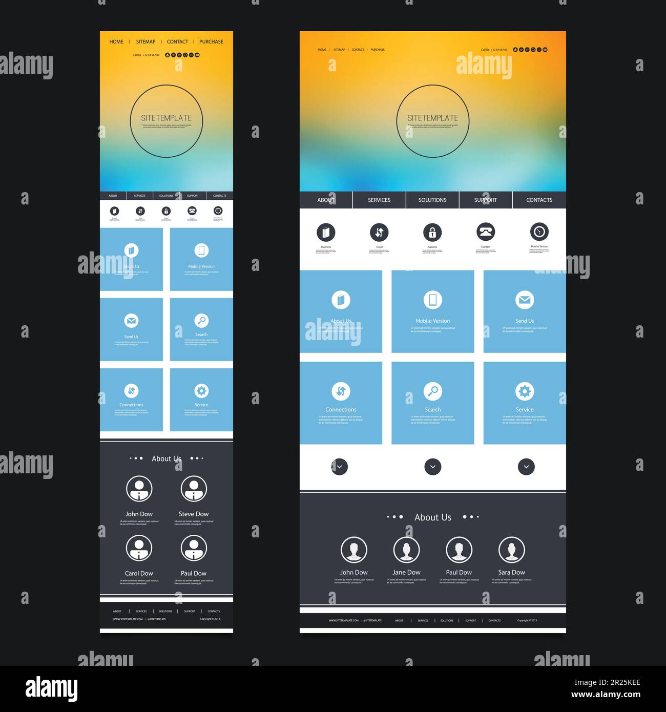 Responsive One Page Website Template with Blurred Background - Desktop ...