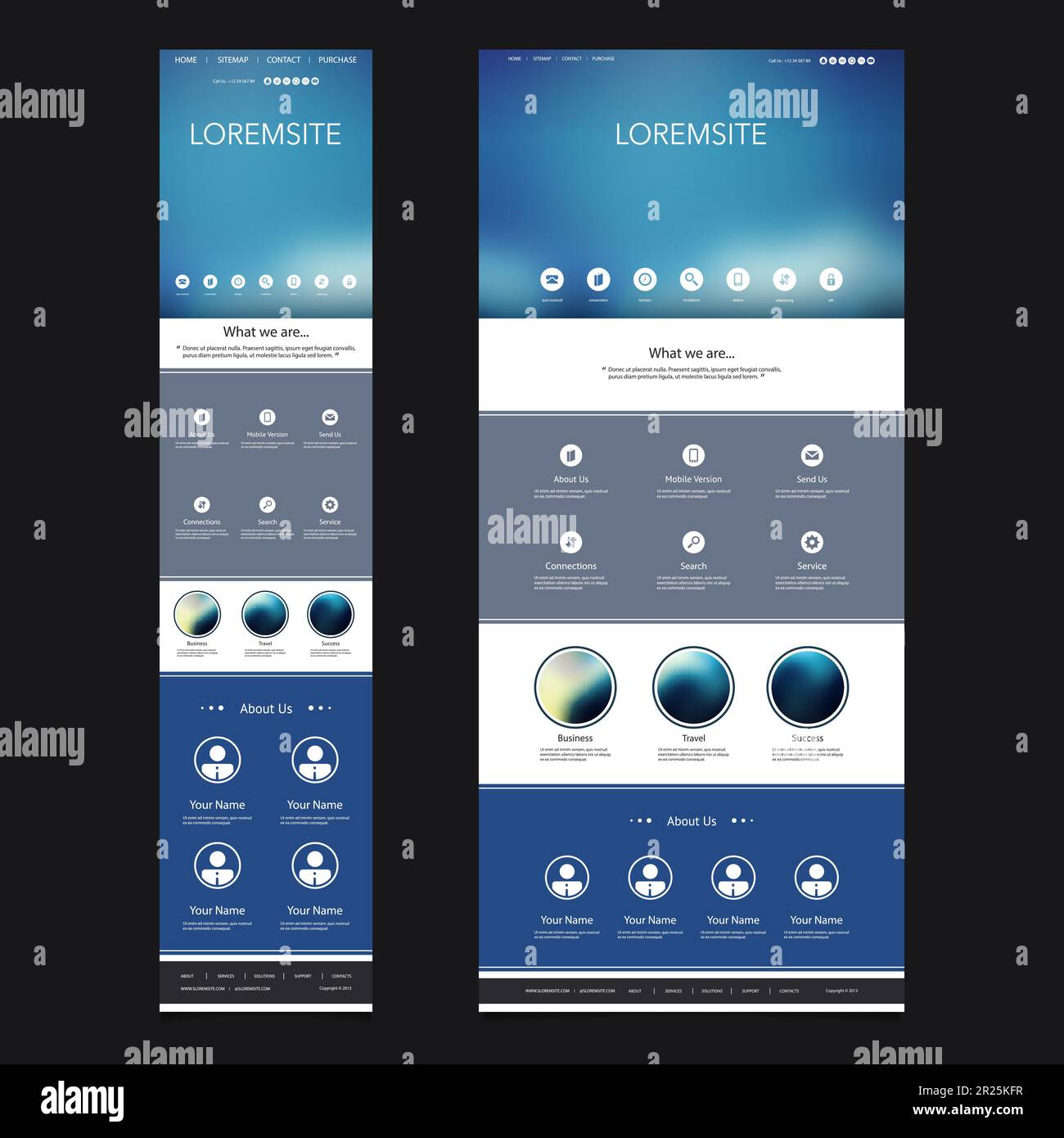 Responsive One Page Website Template with Blurred Background - Desktop ...