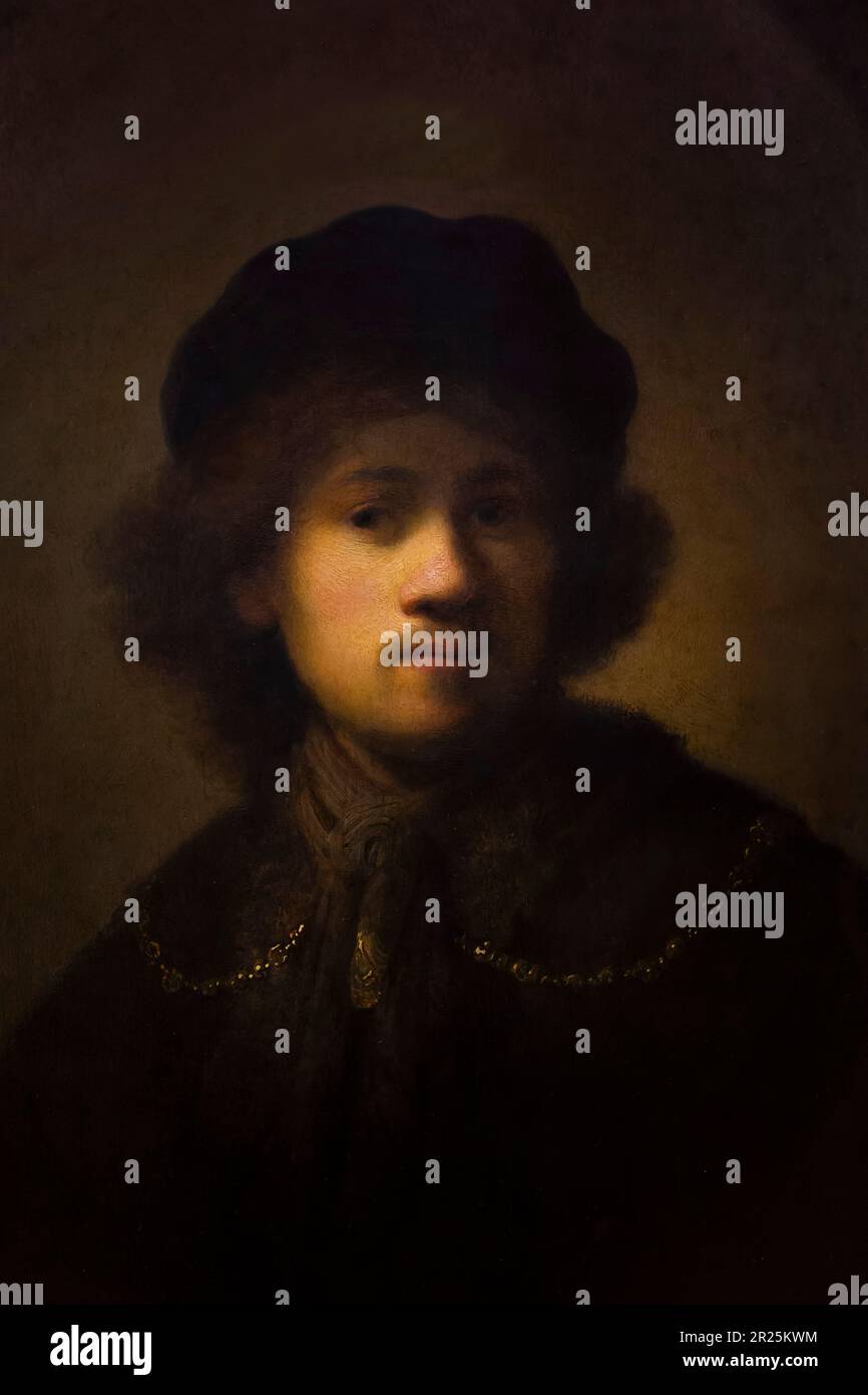 Self-Portrait as a Young Man, Rembrandt, circa 1630 Stock Photo - Alamy