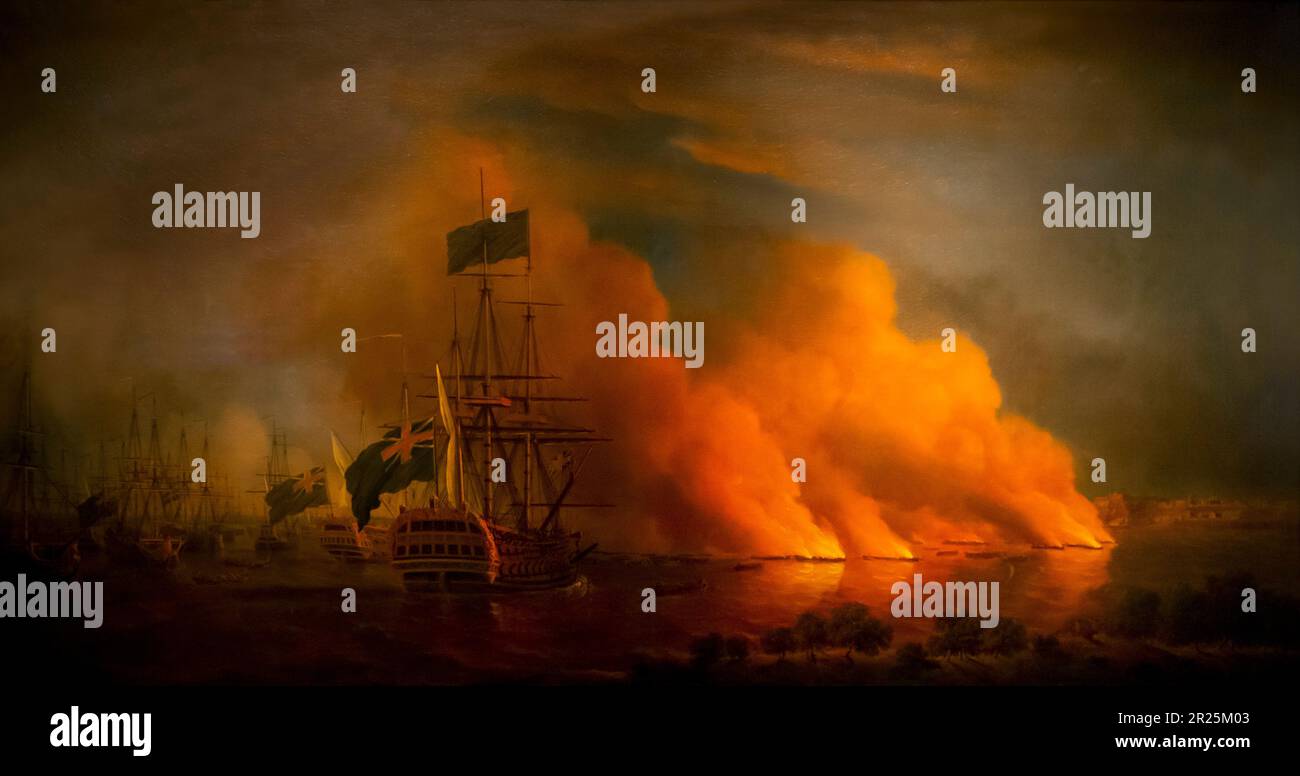 French Fire Rafts attacking the English off Quebec, 28th June 1759 ...