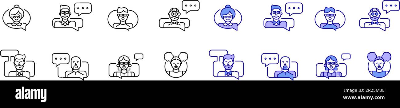Chat support icons. Users exchanging messages. Pixel perfect, editable ...