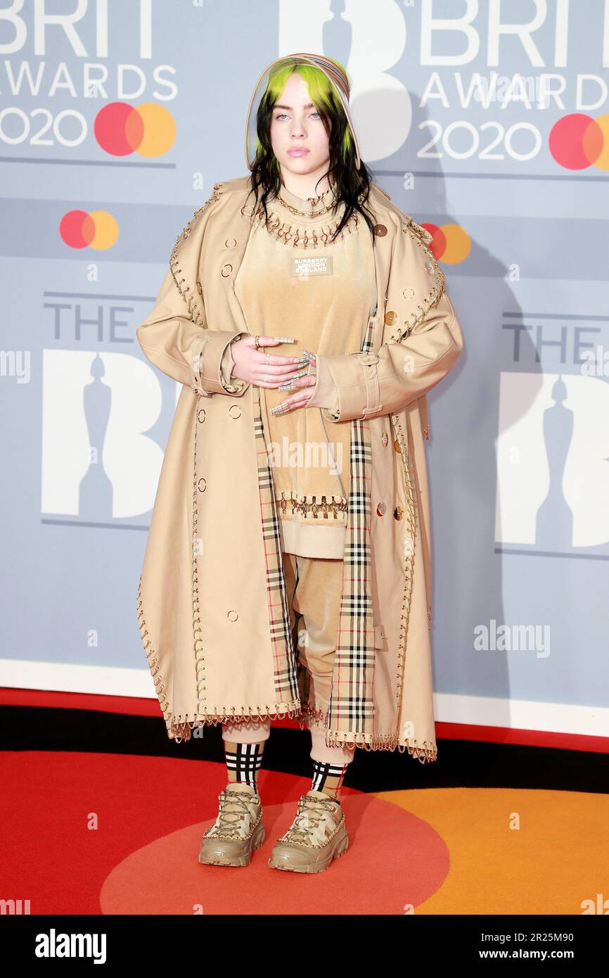 Billie Eilish attends The BRIT Awards 2020 at The O2 Arena in London ...