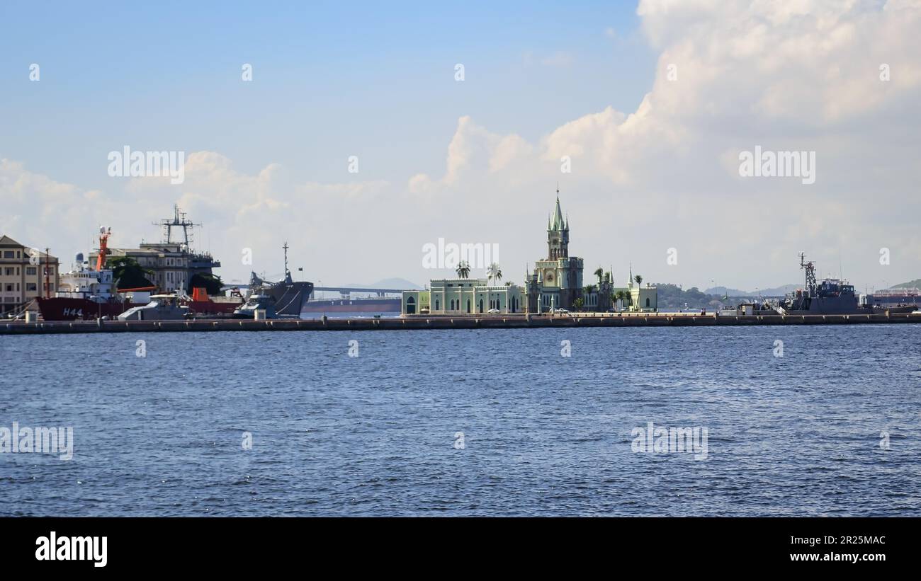 Rio de Janeiro, Brazil - May 2, 2023: Ship moored in a commercial dock ...