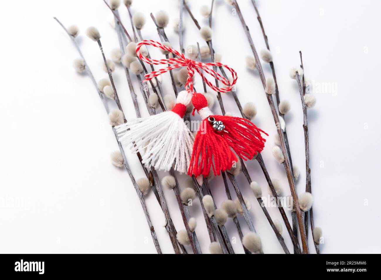 Martisor, Martenitsa, Baba Marta, With Willow Twig on White Background ...